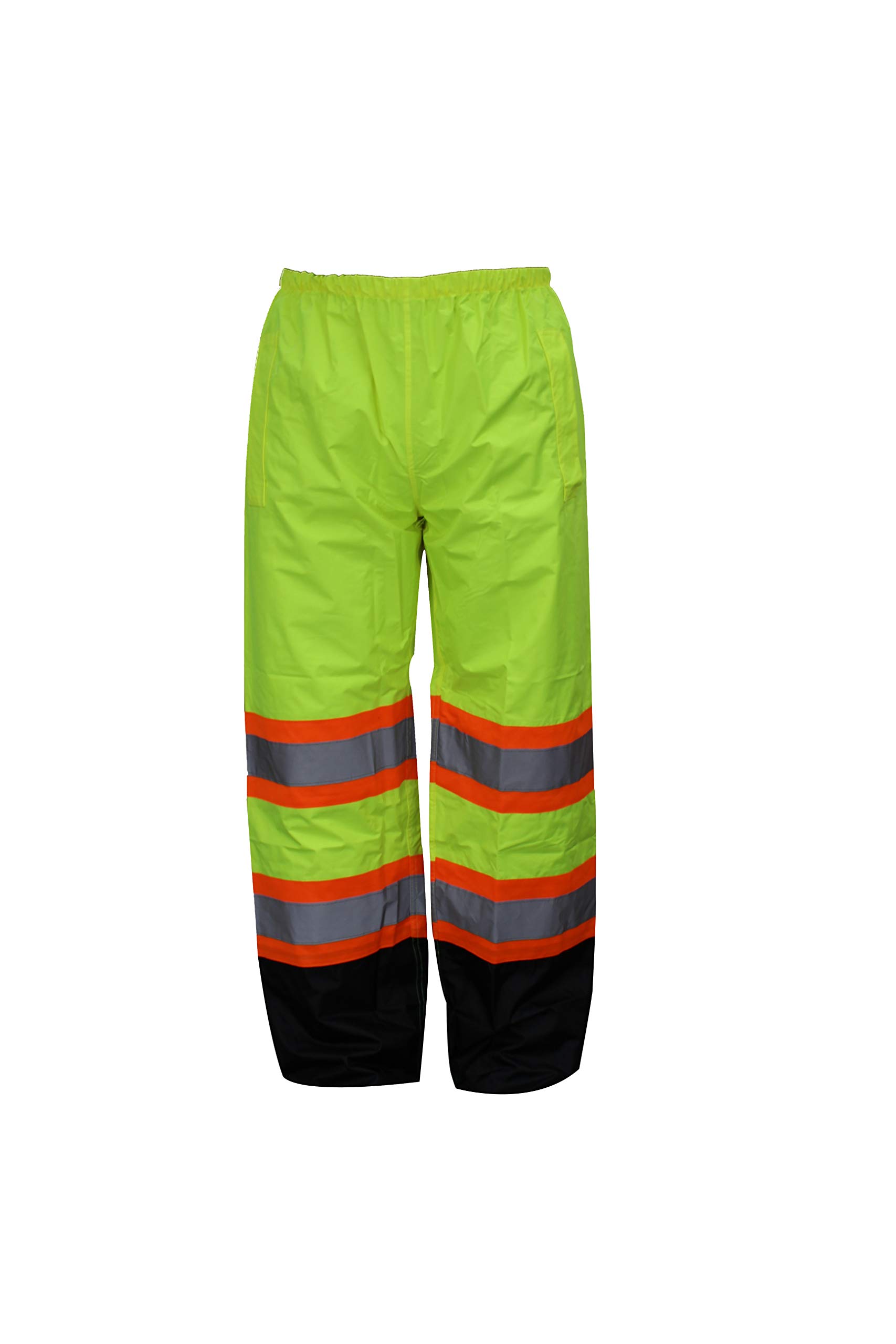 Troy Safety RW-CLA3-TLM55 Class 3 Rain suit, Jacket, Pants High Visibility Reflective Black Bottom with X Pattern (Extra Large, Lime)