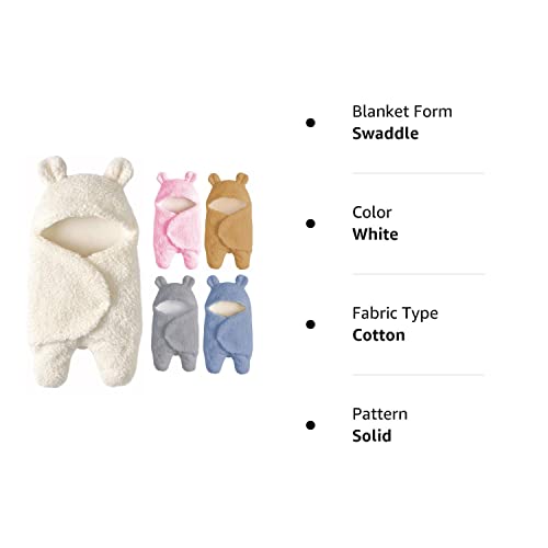 Nunibum Baby Swaddle Blanket Boys Girls Cute Cotton Plush Receiving Blanket Newborn Sleeping Wraps for 0-6 Months