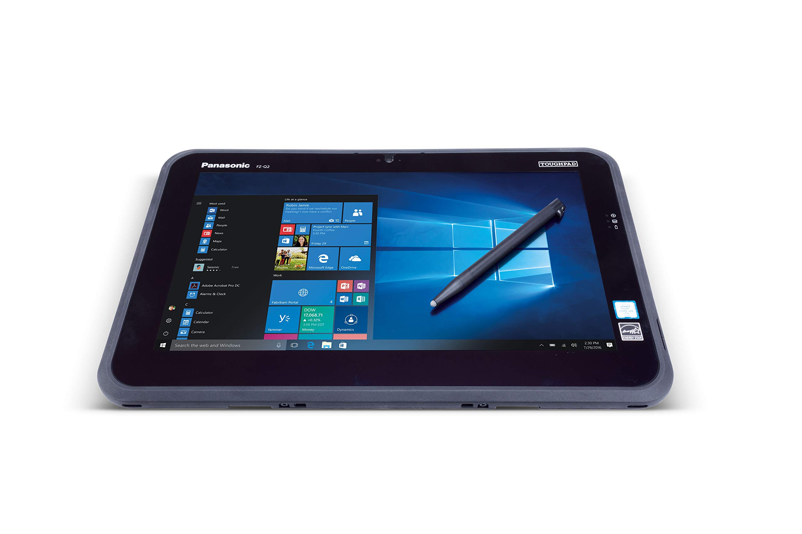Panasonic Semi-Rugged Tablet FZ-Q2 , Intel Core m5-6Y57 @1.10GHz, 12.5 inch FHD, 8GB, 128SSD, Wifi, Bluetooth, Webcam, 4G LTE, Windows 10 Pro (Renewed)