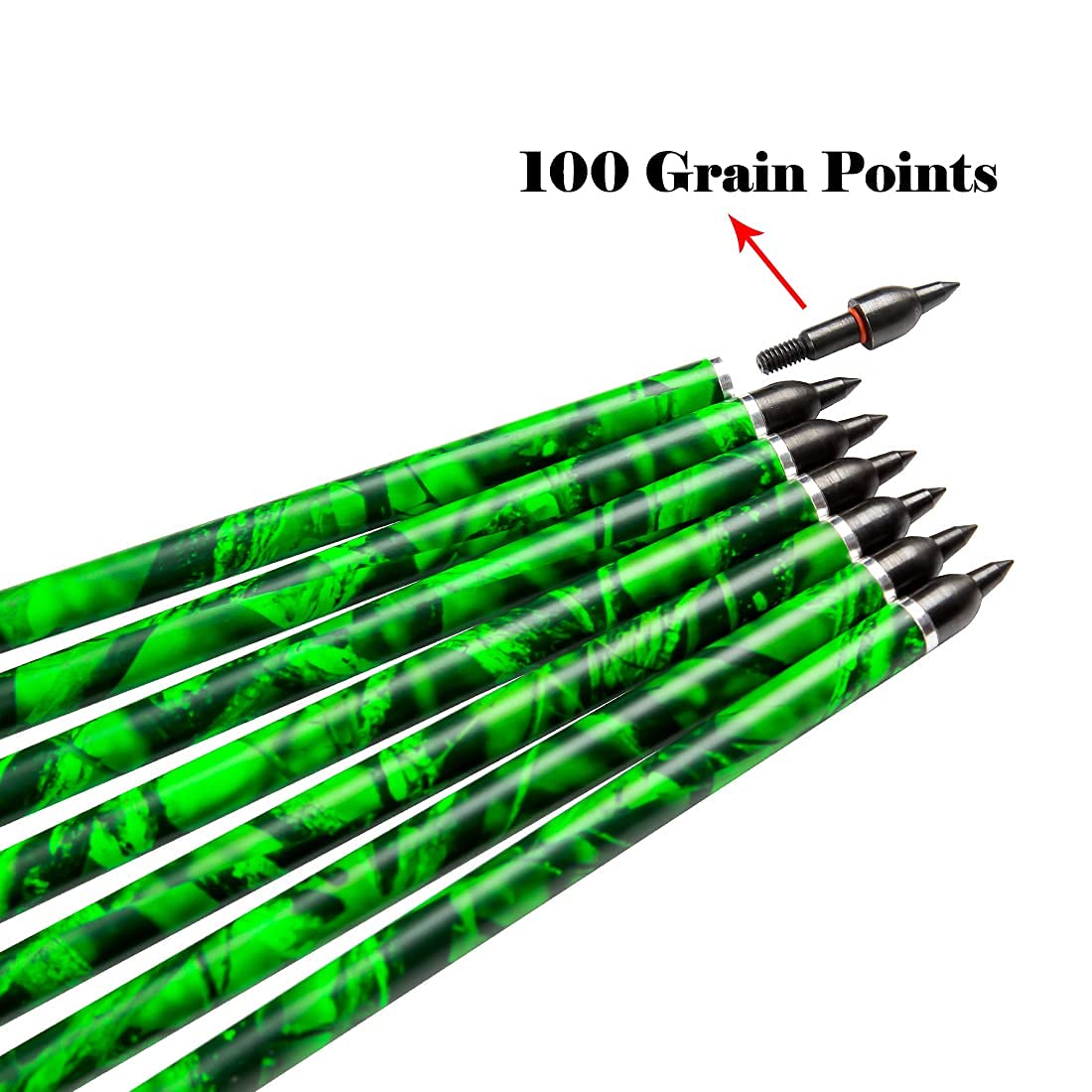 QunYing Crossbow Bolts 20 Inch Hunting Archery Carbon Arrows Crossbolt 12PCS Green Camo