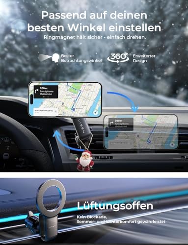 LISEN Fits MagSafe Car Mount - [30 Super Magnets] Magnetic Car Phone Mount, Air Vent Cell Phone Holder Clip, Automobile Car Phone Hold for iPhone 15 14 13 12 Pro Max Plus & MagSafe Case & All Phones