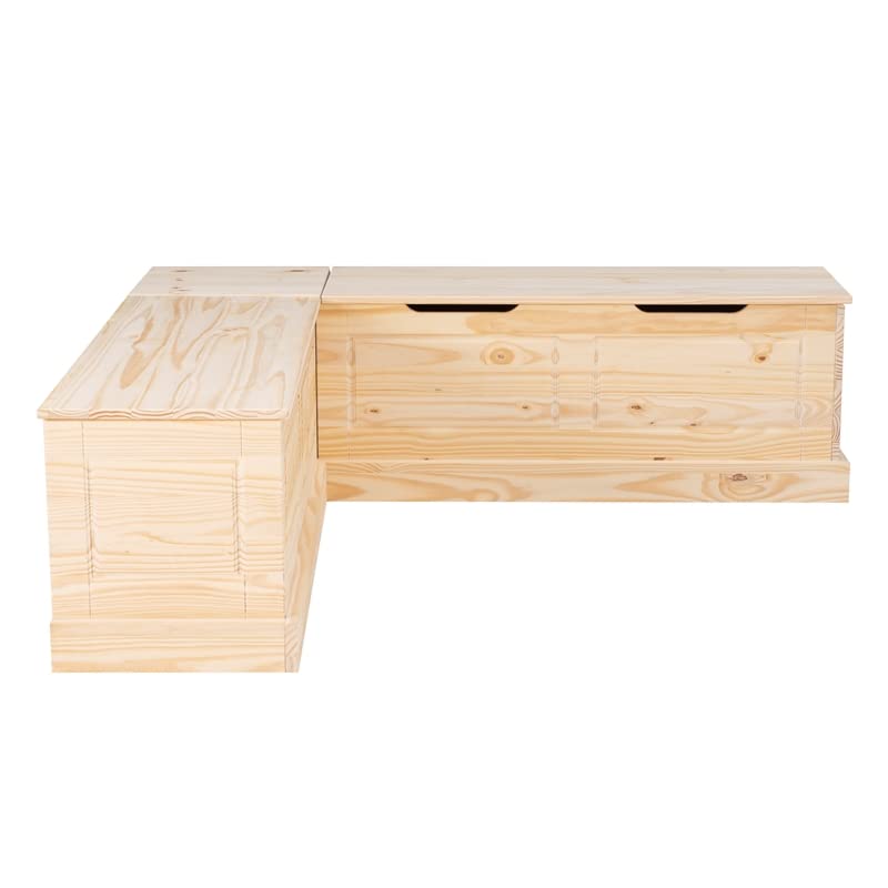 Linon Troyin Wood Backless Corner Nook in Unfinished Pine