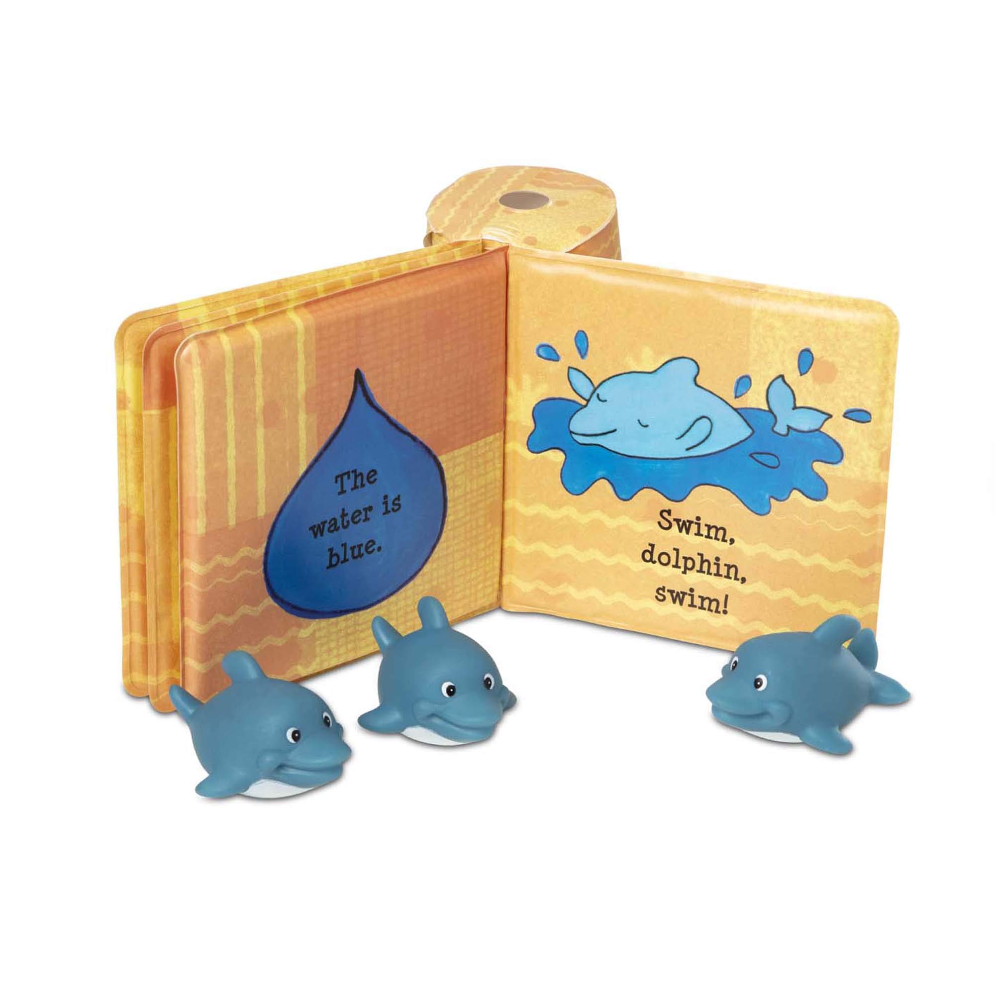 Melissa & Doug Childrenâ€s Book - Float-Alongs: Baby Dolphins (Bath Book + 3 Floating Dolphin Toys)