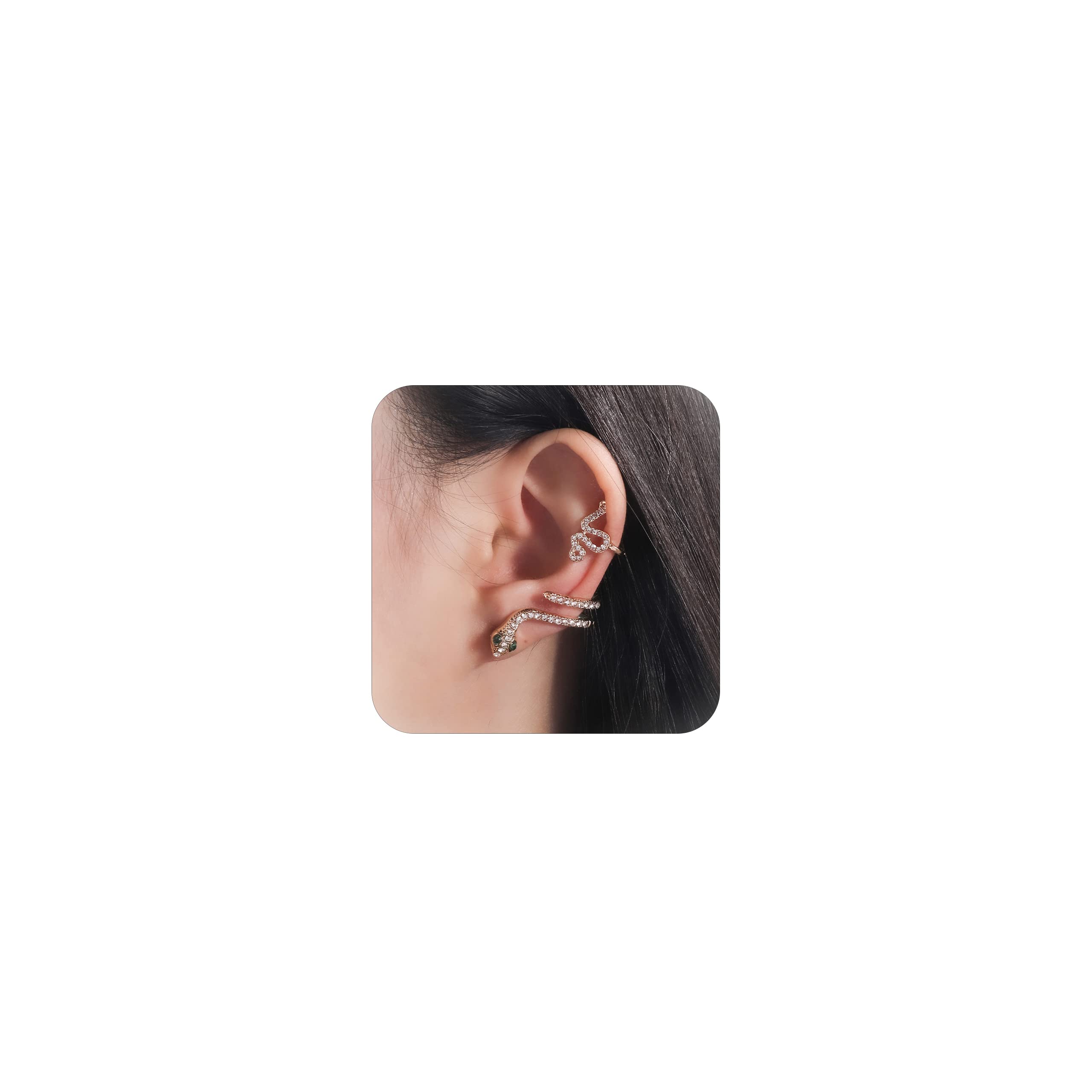 Snake Stud Earrings Ear Cuffs for Women Pierced Ear Wrap Snake Climber Earrings Vintage Cartilage Clip on Earrings(Gold)