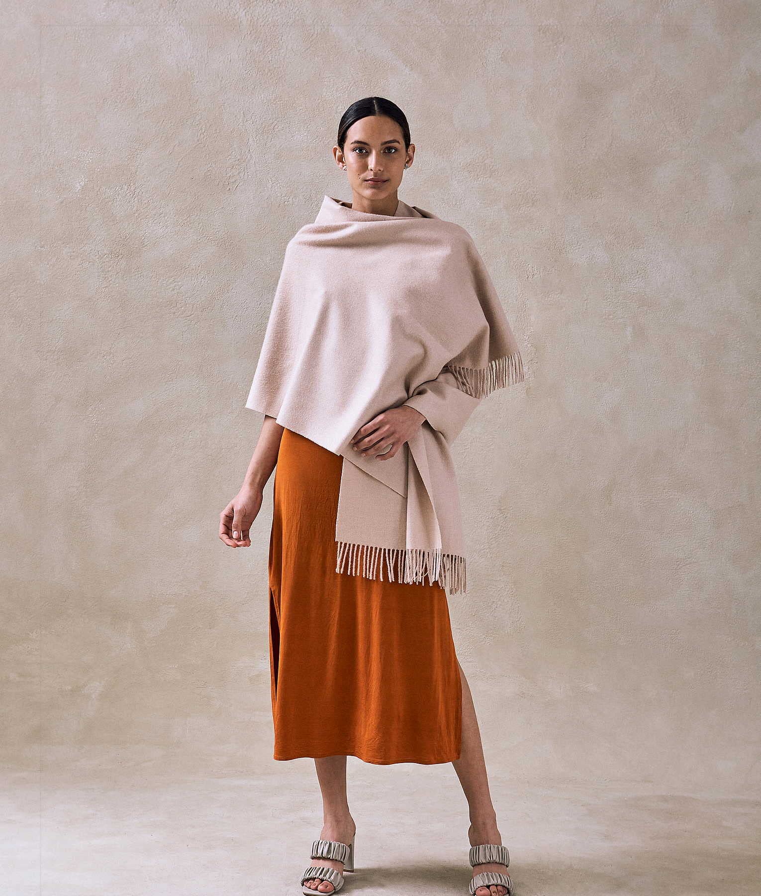 Unisex Baby Alpaca brushed wrap pashimina shawl (SAND)