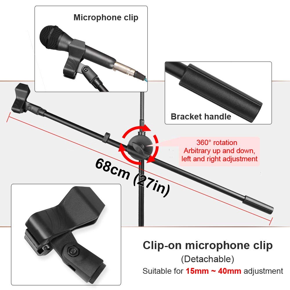Mr.Power Professional Adjustable Tripod Mic Microphone Boom Stand (with Tablet Mount Holder+Phone Holder)