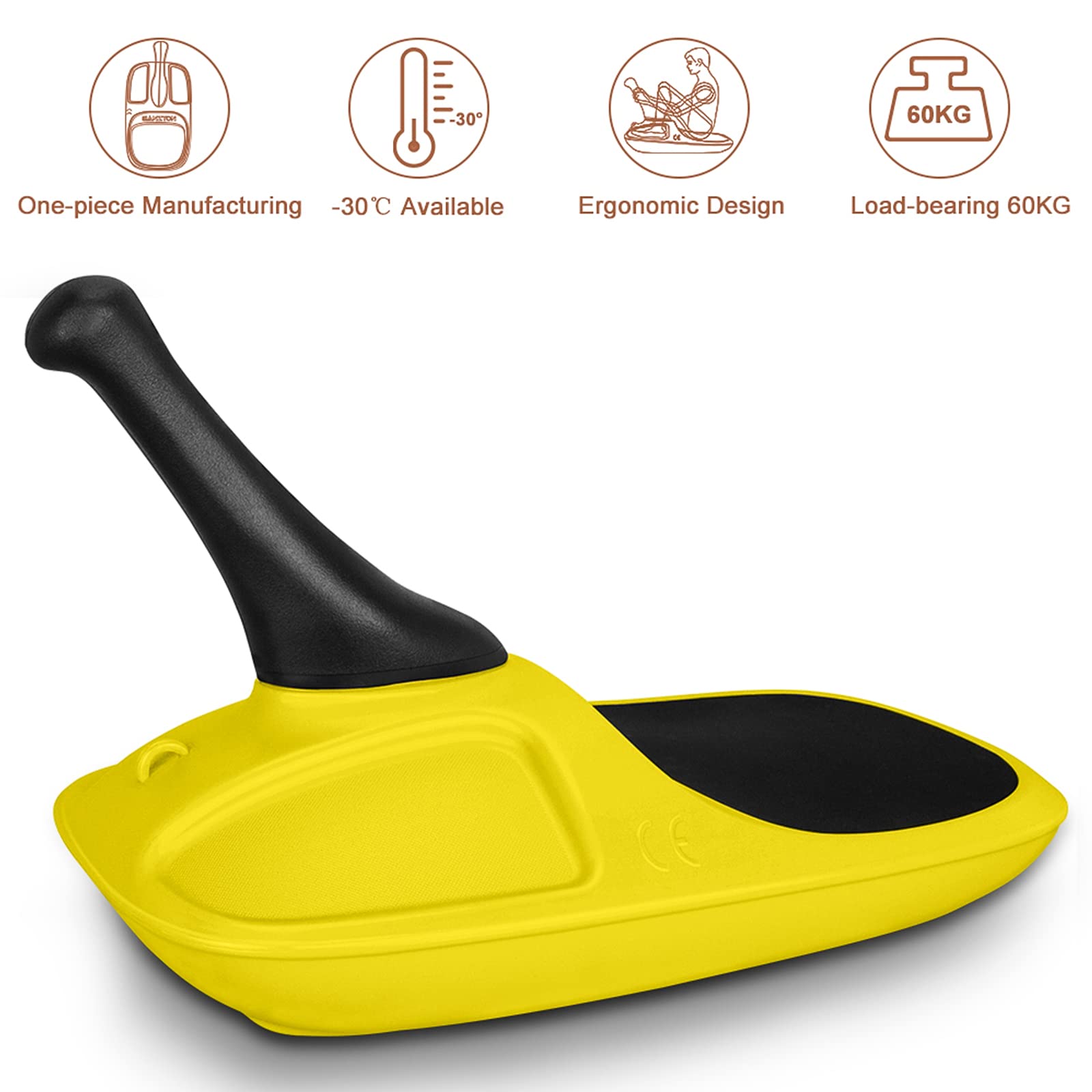 Snow Sled for Kids, Plastic Snow Sleds for Winter Sledding, Durable Sleds with Reinforced Handles Pull Rope, Heavy Duty Sleds Toys for Grass Skiing, Weight Capacity 133 lbs