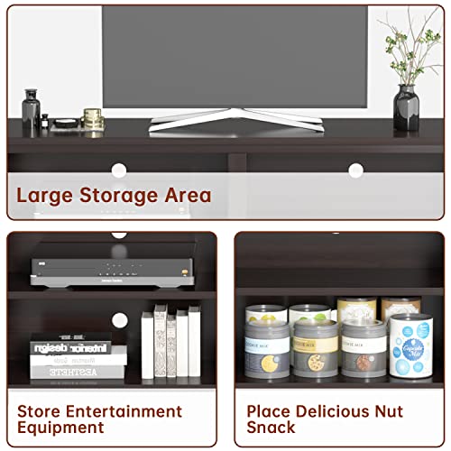 YESHOMY Classic 4 Cubby TV Stand for Televisions up to 65+ Inch, Media Entertainment Center Console Table with Four Open Storage Shelves & Cabinets, 58 Inch, 23.42β H x 15.75β D x 58.13β L, Espresso