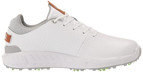 Puma Golf Men's Ignite Articulate Leather Golf Shoe, Puma White-Puma Silver, 10.5