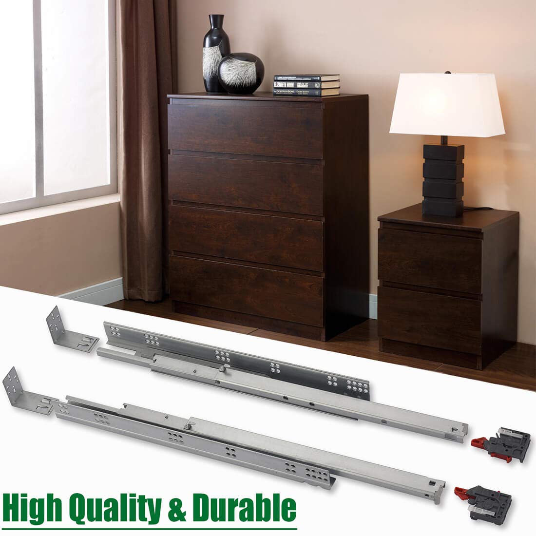 OCG Soft Close Undermount Drawer Slides 21 inch (6 Pairs), Full Extension Concealed Drawer Runners, Come with Mounting Screws and Brackets