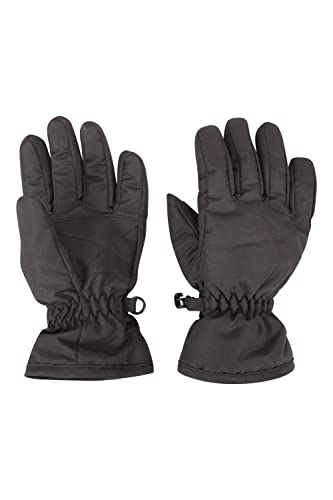 Mountain Warehouse Kids Ski Accessory Set - Water-Resistant Gloves, Reversible Beanie, Neck Gaiter Black Small