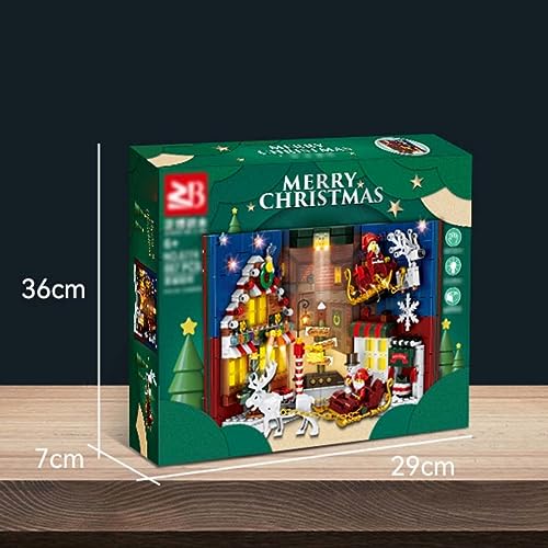 LOCHE Christmas Modular House Building Kit, 887PCS MOC Architecture Construction Christmas Street Scene Building Block Sets, STEM Toy Modular Building Compatible with Lego Architecture