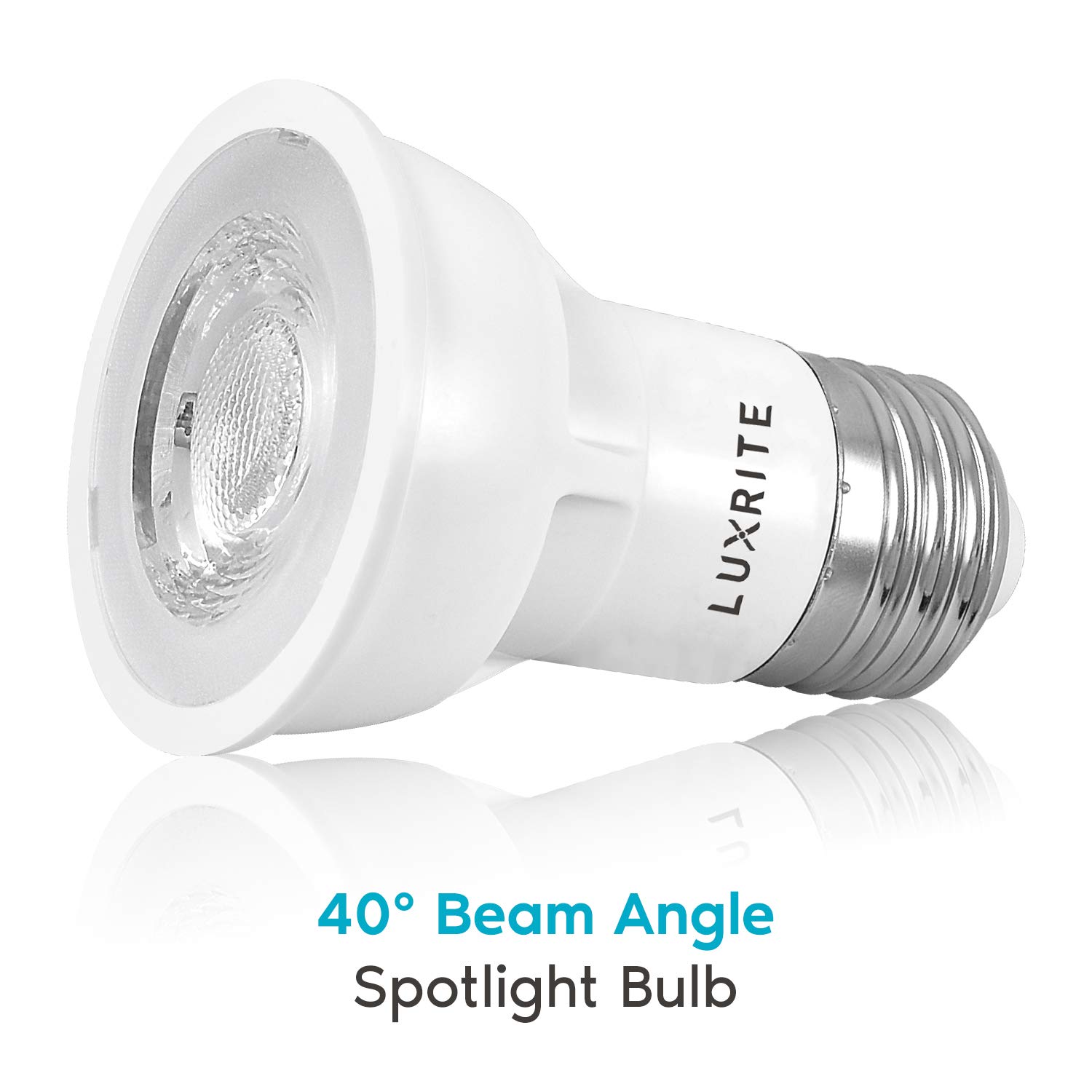 LUXRITE PAR16 LED Bulb, 5.5W (50W Equivalent), 4000K Cool White, 450 Lumens, Dimmable Spot Light, Enclosed Fixture Rated, 40° Beam Angle, ETL, Damp Rated, E26 Medium Base (4 Pack)