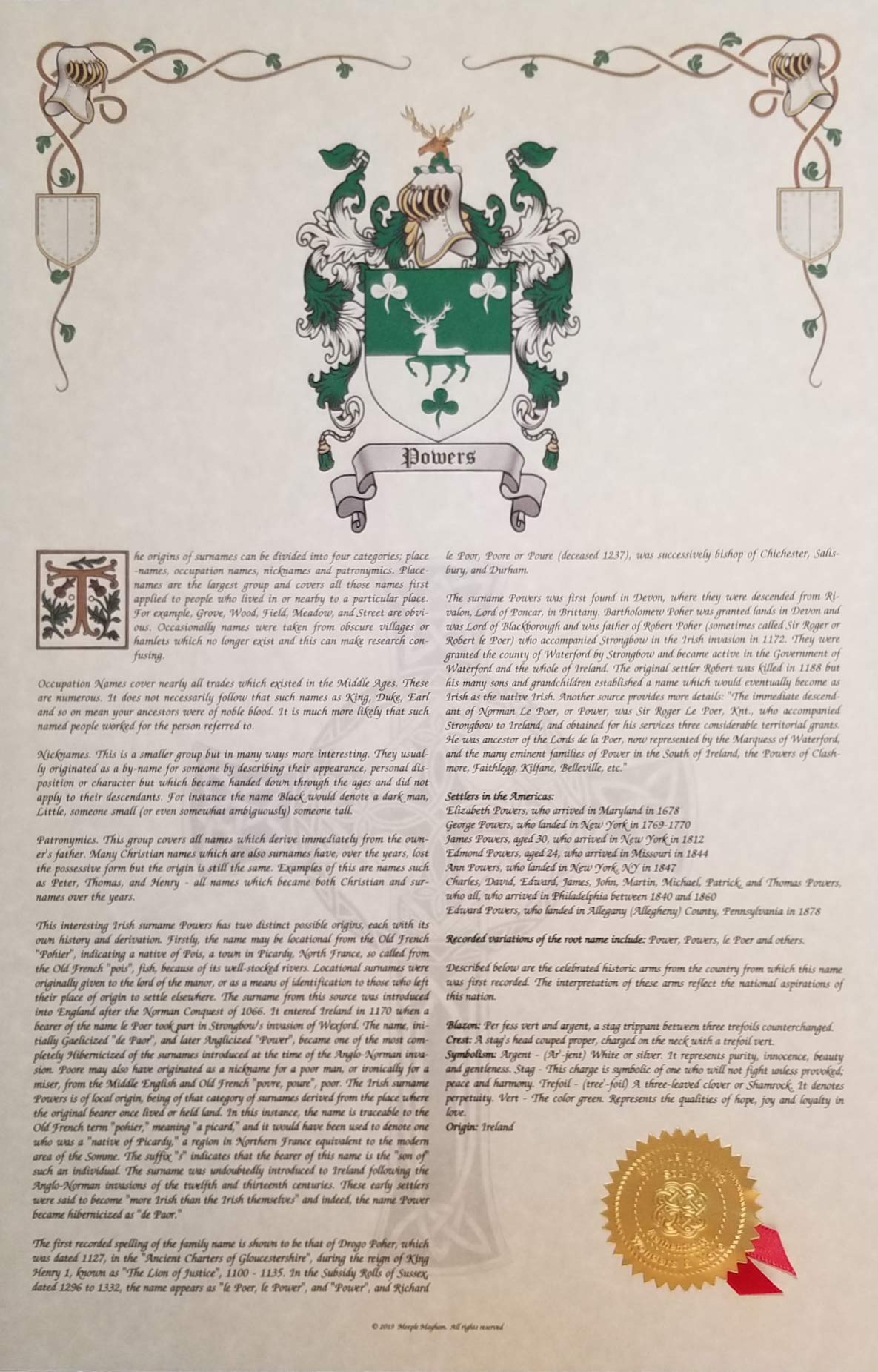 Mr Sweets Koo Coat of Arms, Crest & History 11x17 Print - Name Meaning, Genealogy, Family Tree Aid, Ancestry, Ancestors, Namesakes - Surname Origin: English England