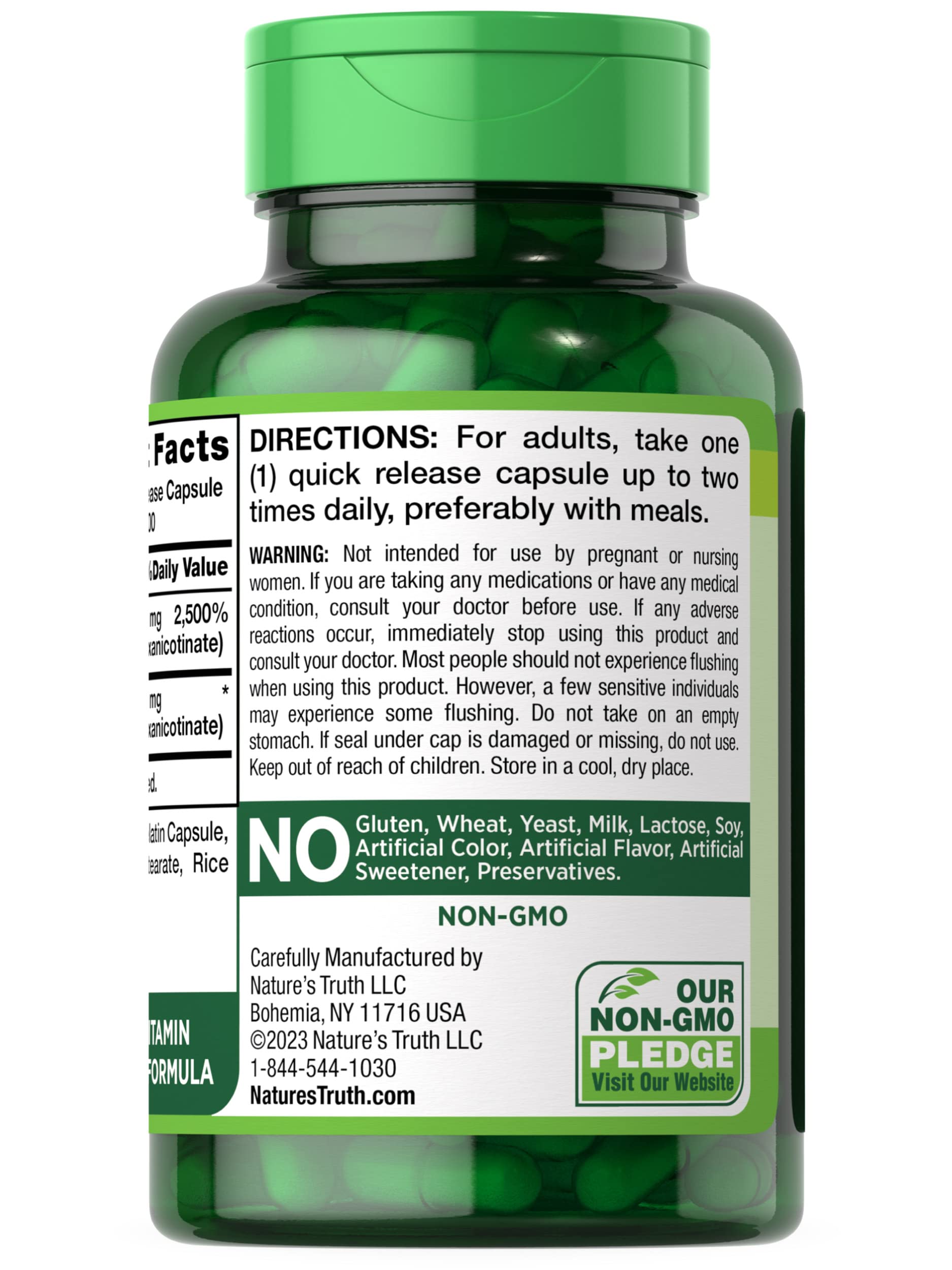 Nature's Truth Flush Free Niacin | 500mg | 100 Capsules | Non-GMO & Gluten Free Supplement