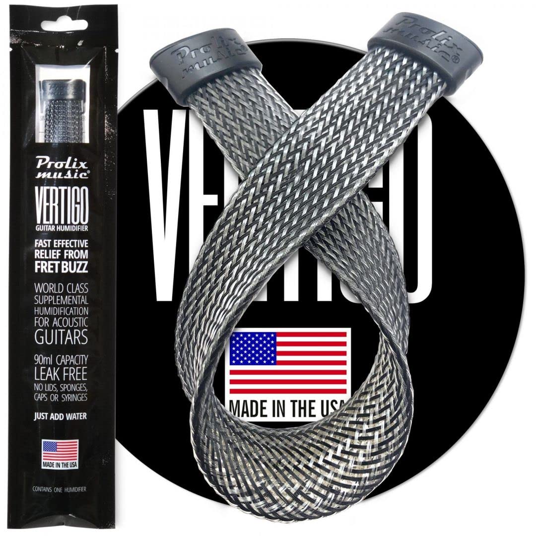 Revolutionary Guitar Humidifier - Vertigo Single. No lids or sponges. Easy, fast & efficient humidification. Leak Free. Lasts longer. 90ml capacity. Made in the USA by Prolix Music