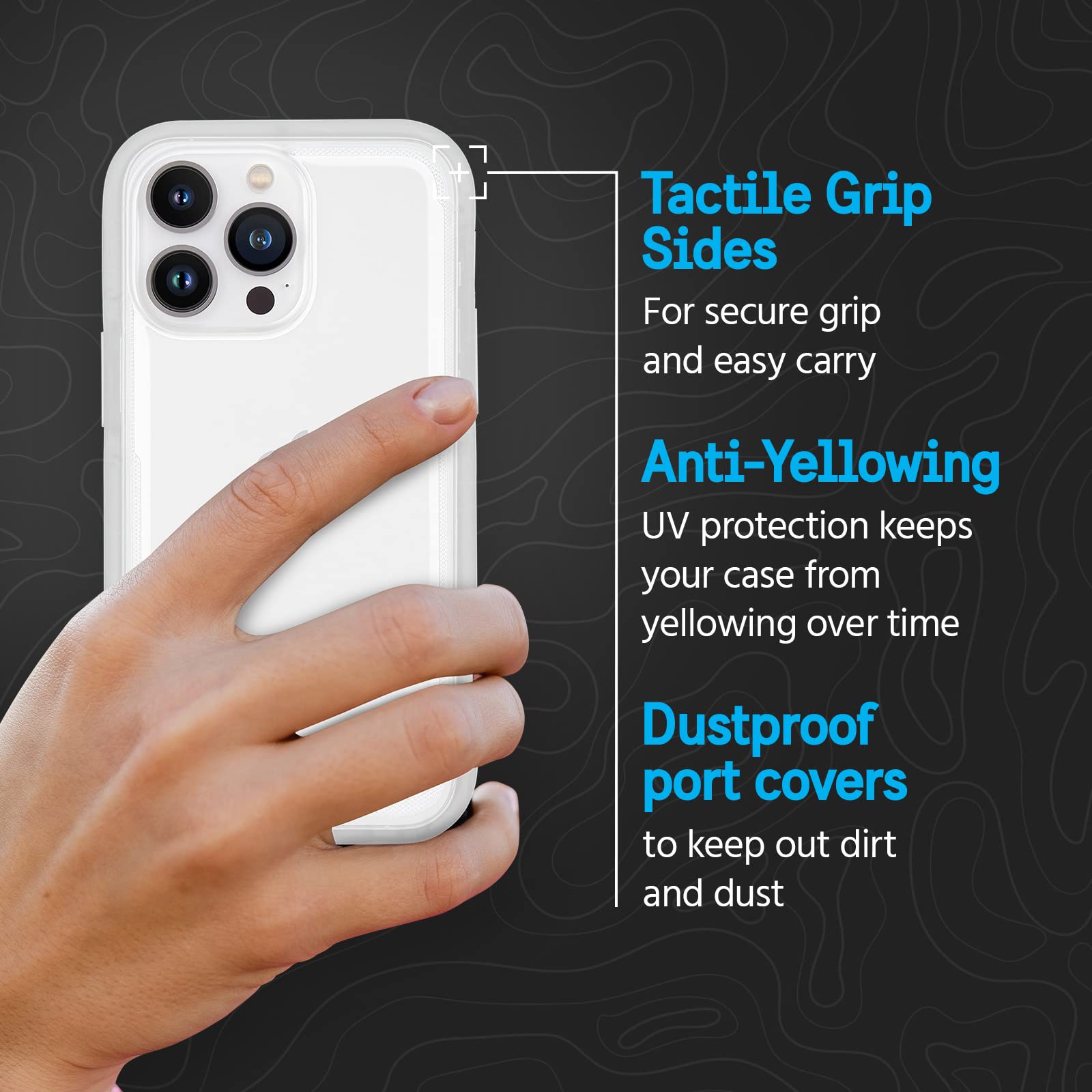 Pelican Voyager Series - iPhone 13 Pro Case - 18ft Military Grade Drop Protection, Compatible with Wireless Charging - With Belt Clip Holster - Heavy Duty, Rugged, Anti Yellowing - Clear