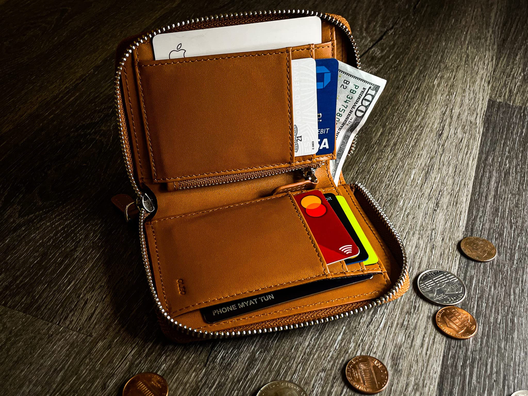 Tun Generation Leather Zipper Wallet Zip Around Wallet Bifold Multi-function Card Holder Purse Coin Pocket With RFID Blocking Technology Keeps Your Coins, Cash, And Credit Cards Organized (Black)
