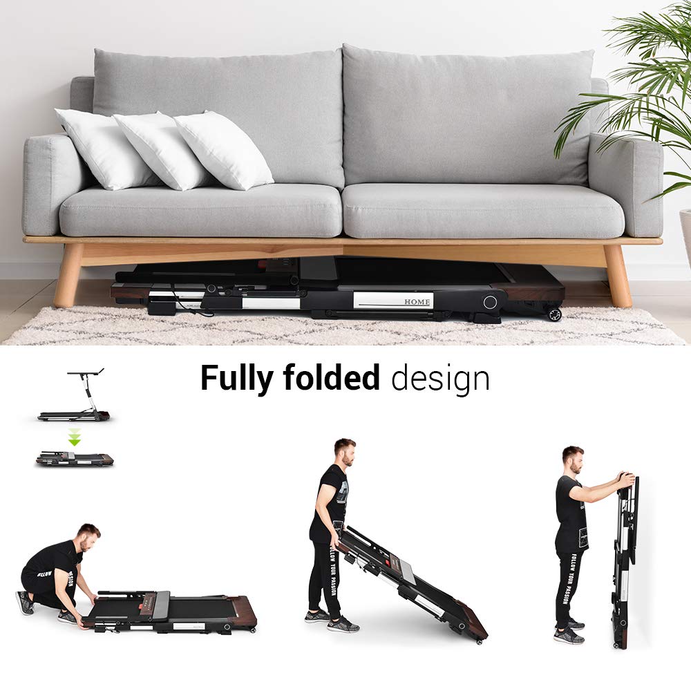 OneTwoFit Folding Treadmill with 7.46 MPH Max Speed/Space Saving/Fixed Incline,Electric Treadmill with 264 lbs High Weight Capacity for Home Office Use Exercise Walking Machine OT178