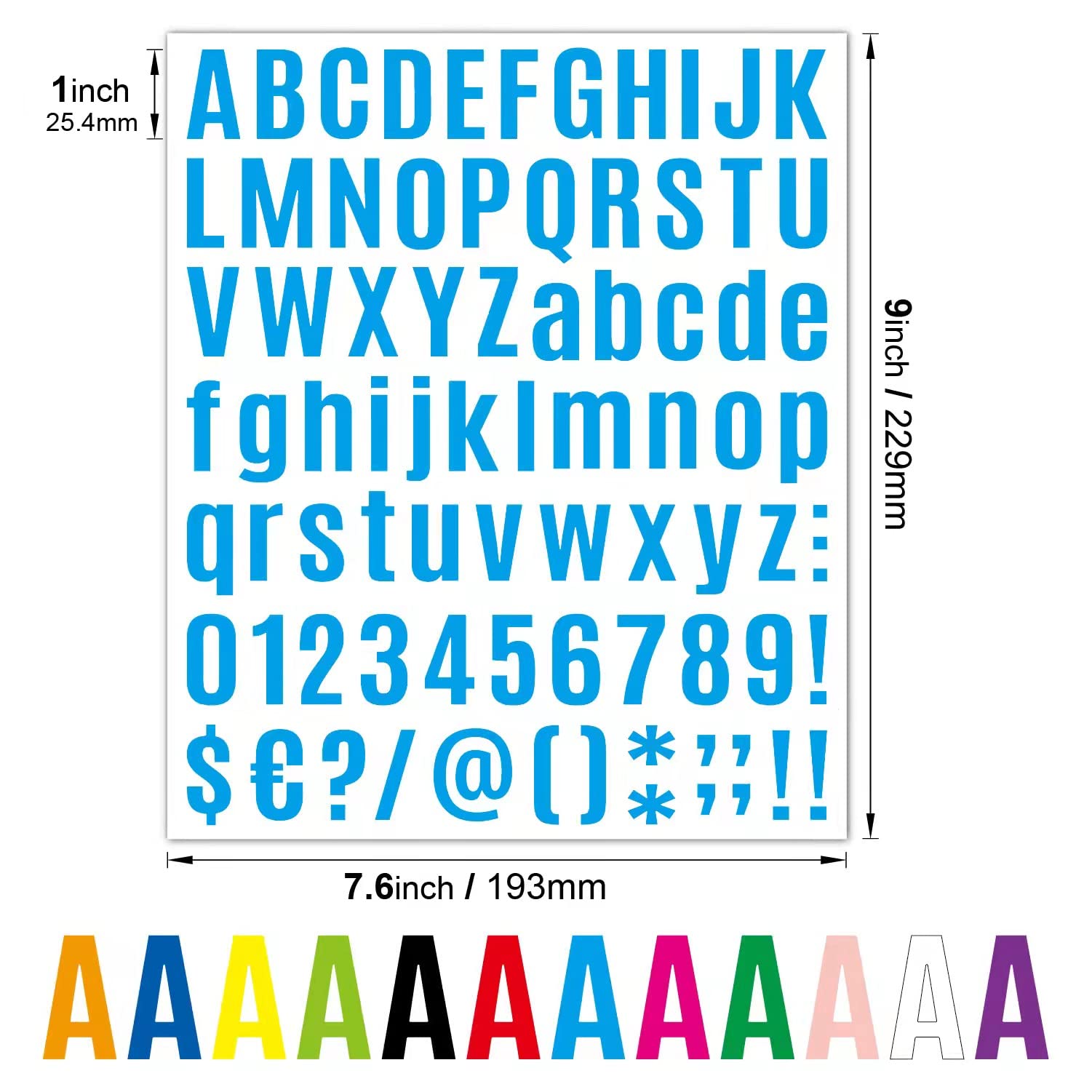 TBONTBY 12 Sheets Self Adhesive Letters Numbers Kit, Alphabet Number Stickers, Decals for Mail Box, Address Number, Cards, Water multicolor 1inch