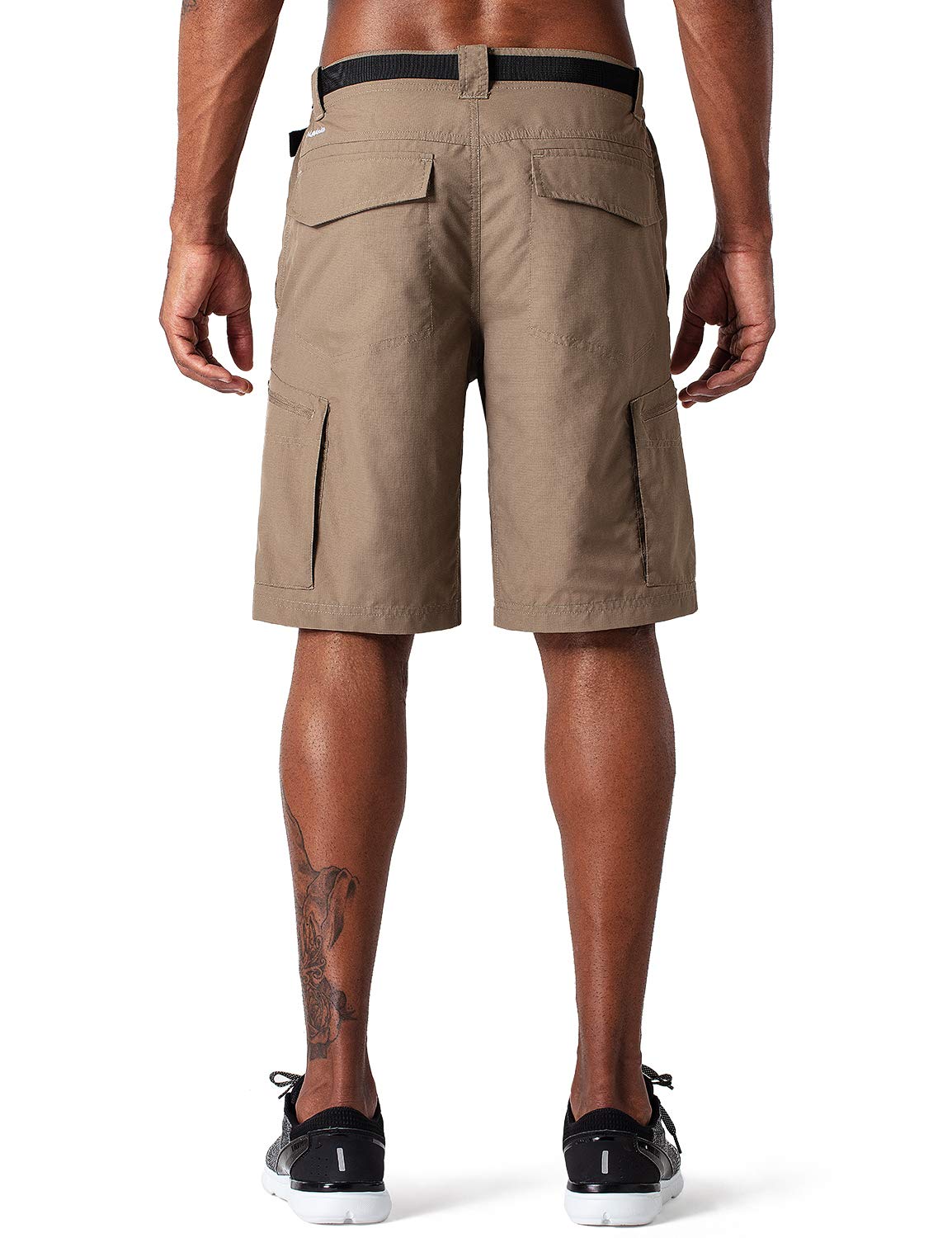 NAVISKIN Men's Quick Dry UPF 50+ Cargo Shorts Lightweight Hiking Outdoor Shorts Khaki Size XL