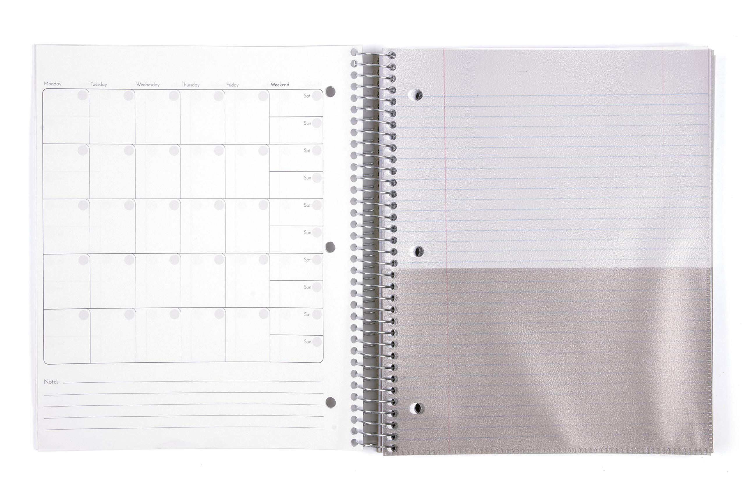Mintra Office Durable Spiral Notebooks, 5 Subject, (Sage Green, College Ruled 1pk) - 200 Sheets, 5 Poly Pockets, School, Office, Business