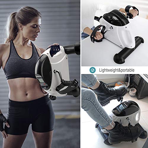 ODOGYM Mini Under Desk Exercise Pedal Bike, Portable Exercise Bike with LCD Display for Arms and Legs Rehabilitation Training Equipment