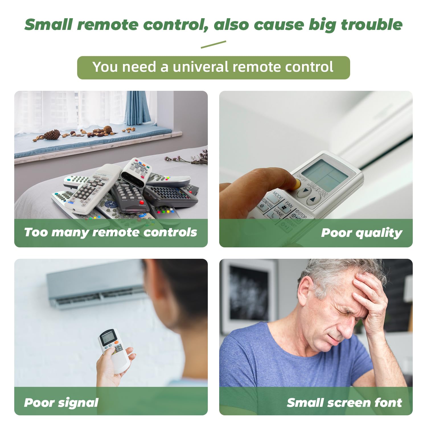 Universal AC Remote Control - 6000 in 1 LCD A/C Conditioning Controller for Multiple Brands Including Mitsubishi, Toshiba, Hitachi, Fujitsu, Daewoo, LG, Samsung, Electrolux, Sanyo, and AUX