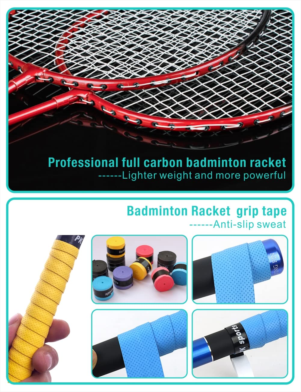 Peak Fits Portable Badminton Net Set,Folding Volleyball Badminton Net,4 Professional Graphite Badminton Racket,8 Racket Grip Tape,4 Shuttlecocks,Family Game,Kids Gift,Backyard Sports