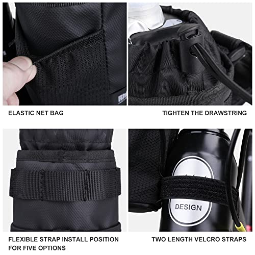 Rhinowalk Bike Handlebar Water Bottle Bag Drink Cup Holder Bicycle Front Insulated Stem Bag (with phone pocket&shoulder strap)