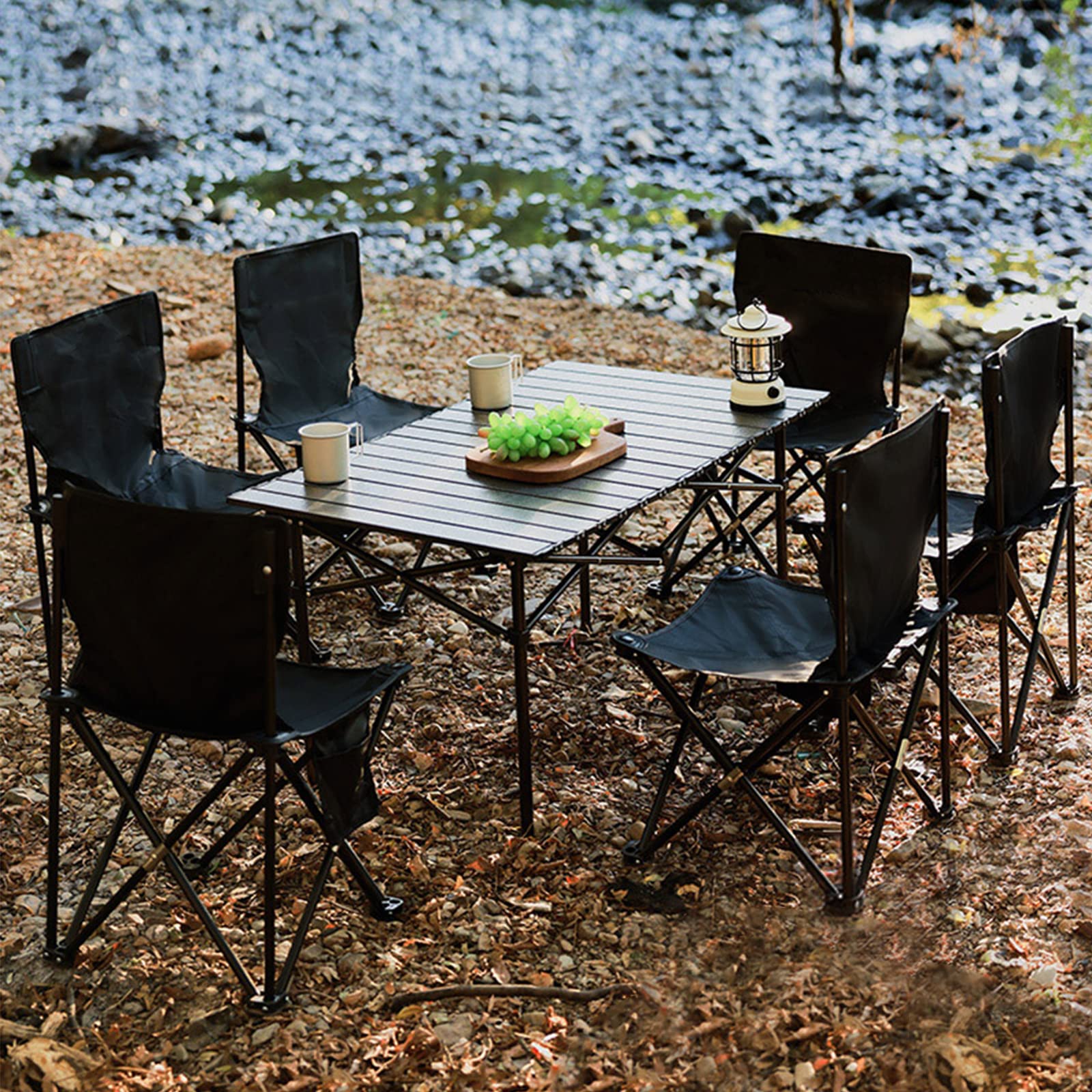 Puraville Easy Set-Up Camping Chairs 2 Pack, Portable Outdoor Chairs with Storage Pockets for Both Adults and Kids(Black, 2pcs)