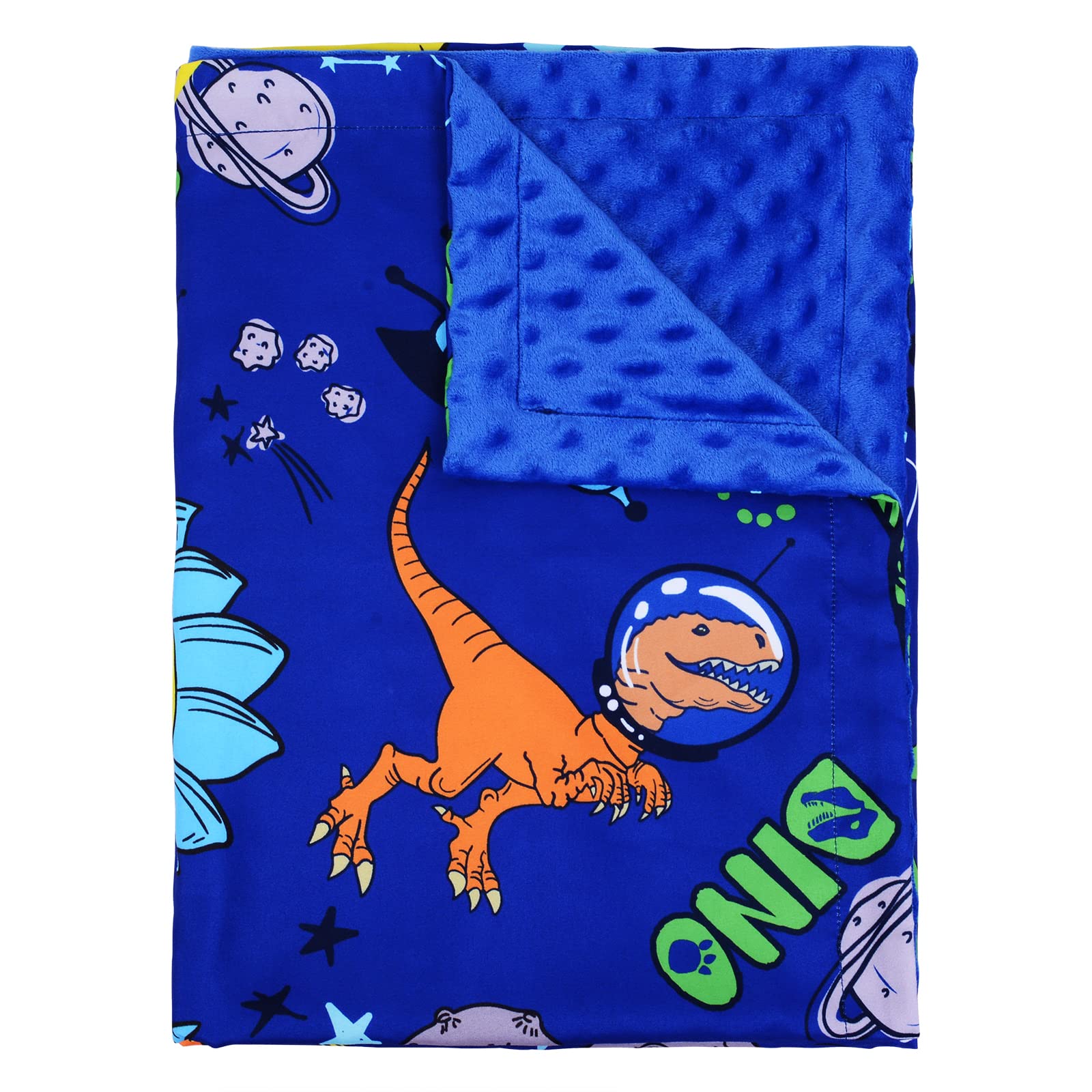 UOMNY Baby Blanket for Boys Dinosaur 30 x 40 Inch Double Layer Dotted Soft Personalized Swaddle Blanket Dinosaur for Newborn Baby Boy Blanket Dino Swaddle Blanket for Nursery Blue Space Dino