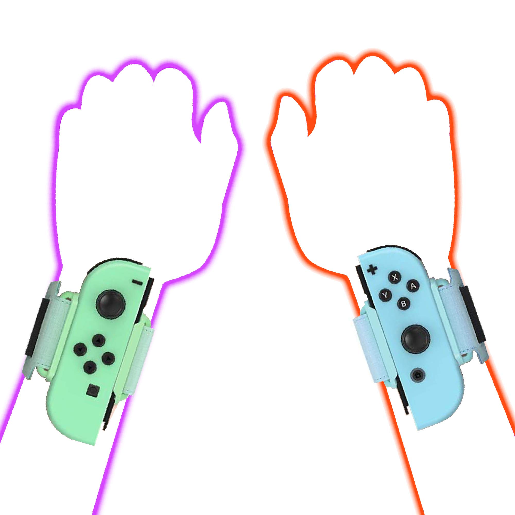 RHOTALL Wrist Bands - Dance Bands for Just Dance 2023/2022/2021/2020 and for Zumba Switch Game, Adjustable Elastic Strap for Joycon Controller, Fit for Adults and Children (Green&Blue)