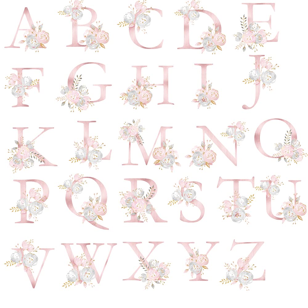 UOOPOO-US Personalized Baby Fitted Crib Sheet Set, Customized Blush Gold Floral Crib Bedding Set with Name, Baby Crib Bedding Set, Custom Pink Flower Nursery Crib Sheet Bedding Set