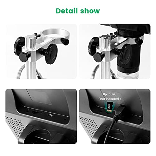 YHUA 8.5 Inch Microscope 1080P Adjustable LCD Display Microscope for Soldering Industrial Maintenance