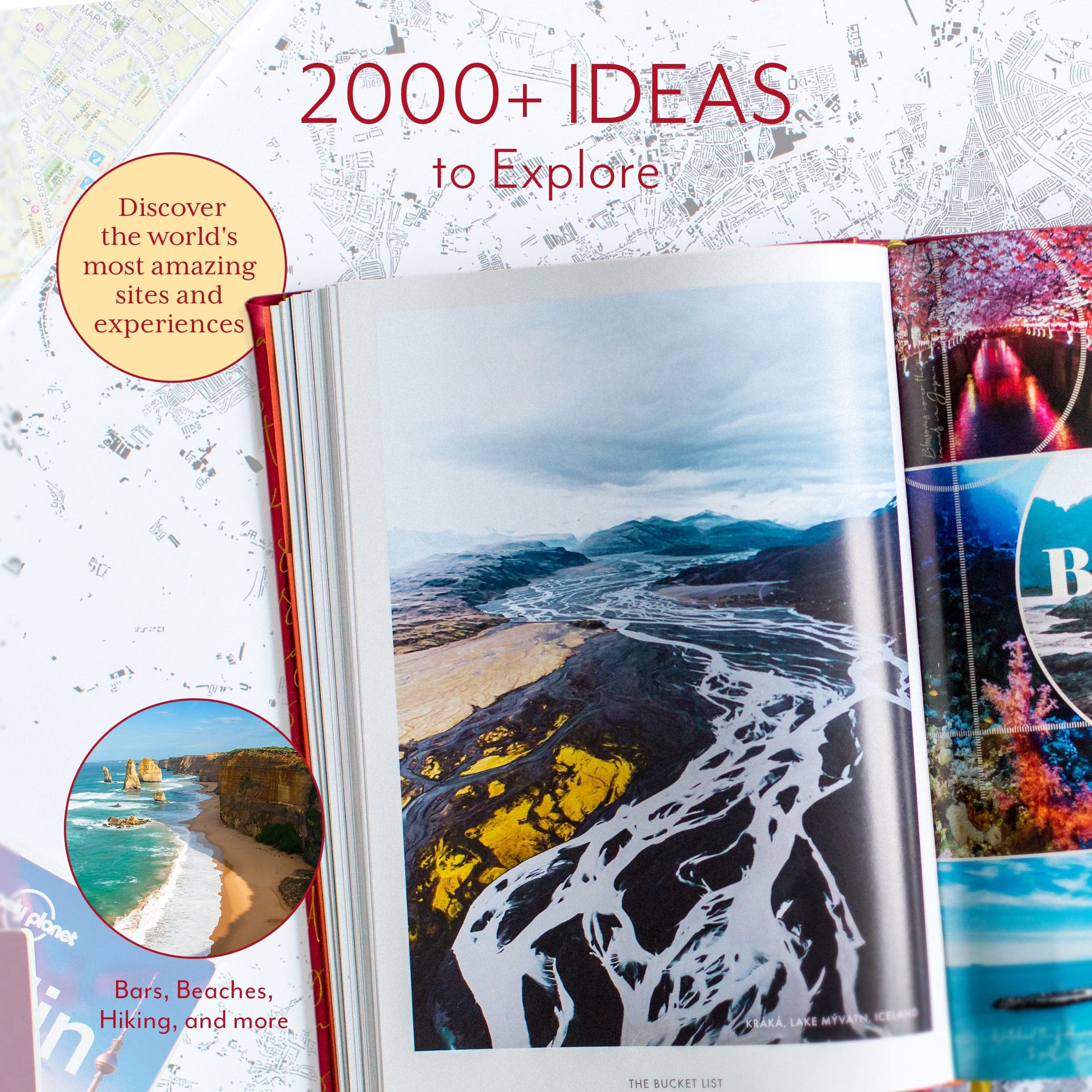 Paperoo The Amazing Bucket List Book & Unique Travel Guide - Undated Travel Journal with 2000+ Destination Ideas - Grey Fabric