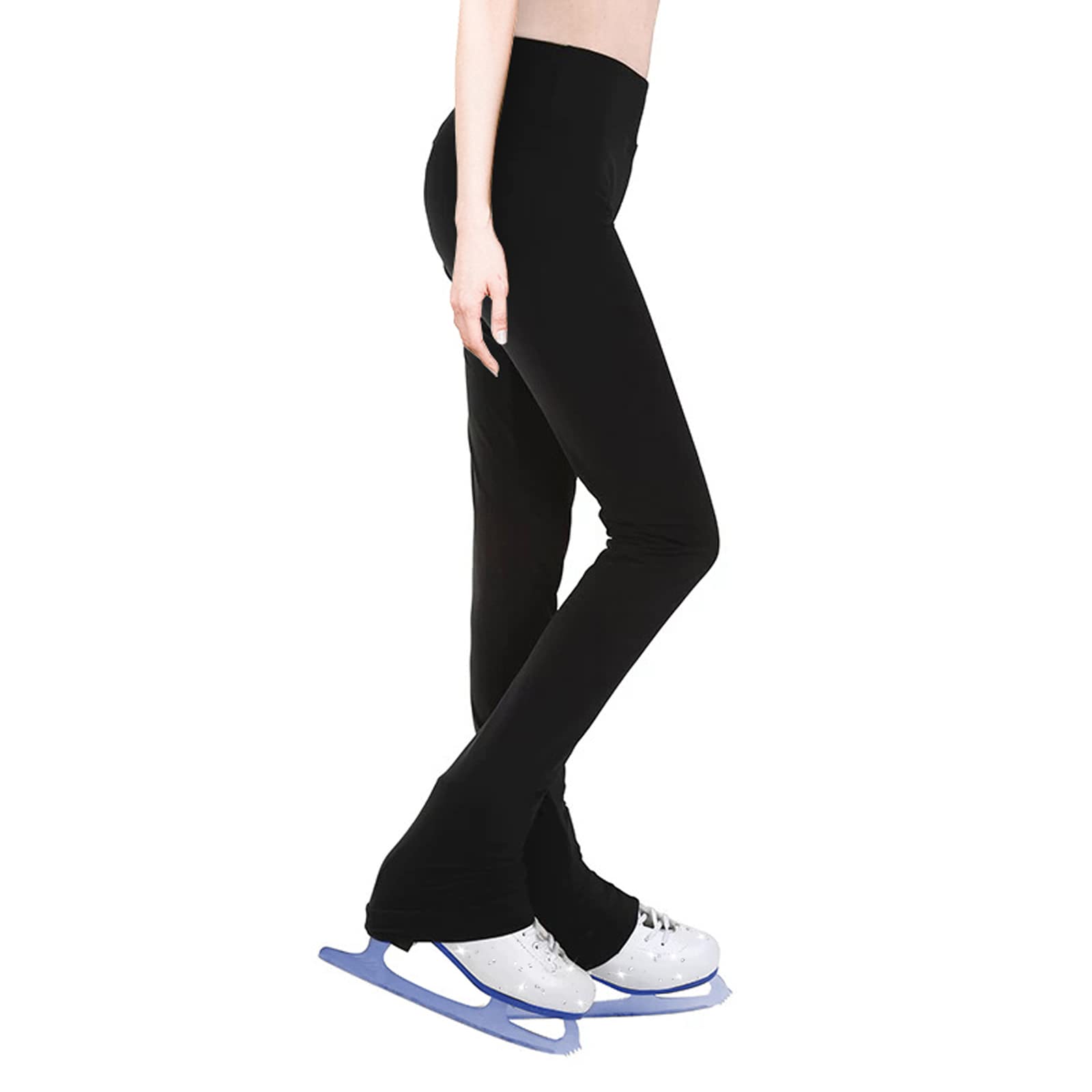 Skating Pants Figure for Little Girls Size 4-5T Solid Black Slim Soft 4 Way Stretch Trousers for Kids Dancer Sporter Ice Rink