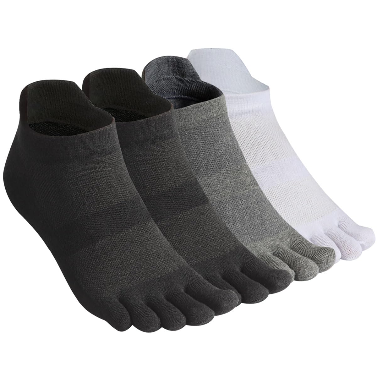 Meaiguo Men's Toe Socks Cotton Five Finger Socks Low Cut Athletic Socks for Running 4 Pairs