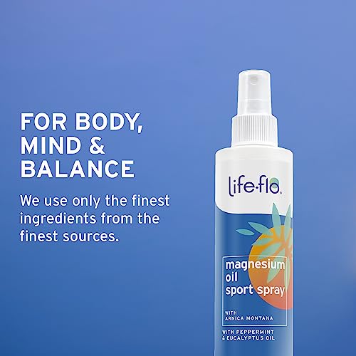 Life-flo Magnesium Oil Sport Spray, with Magnesium Chloride from The Zechstein Seabed Plus Arnica, Calms and Refreshes Muscles and Joints After Exercise, 60-Day Guarantee, Not Tested on Animals, 8oz