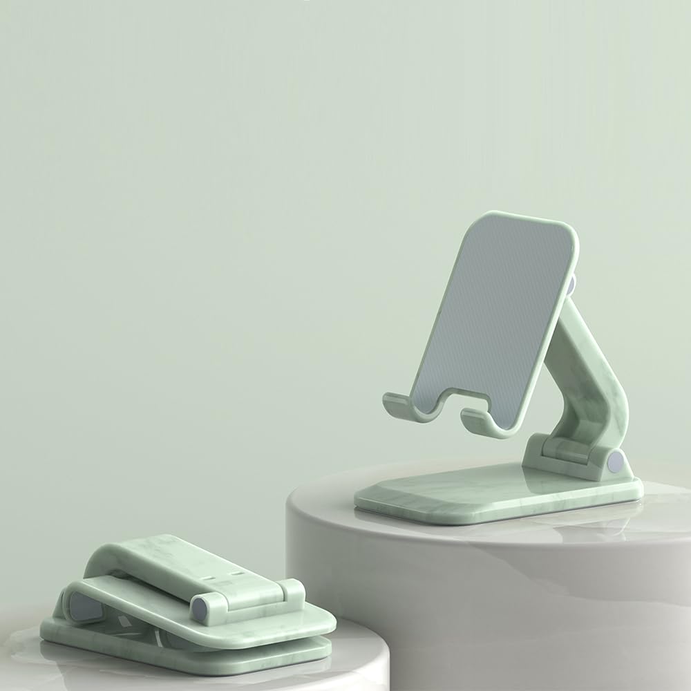 Mayten iPhone Stand Foldable Cell Phone Stand for Desk, Desktop Phone Holder Cradle Compatible with iPhone 15/14/13/12 Pro Max Plus Mini& All Phones, iPad and Tablets-White
