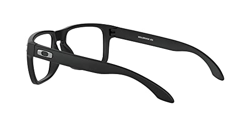 Oakley Men's Ox8156 Holbrook Rx Square Prescription Eyeglass Frames, Satin Black Silver Icon/Demo Lens, 56 mm