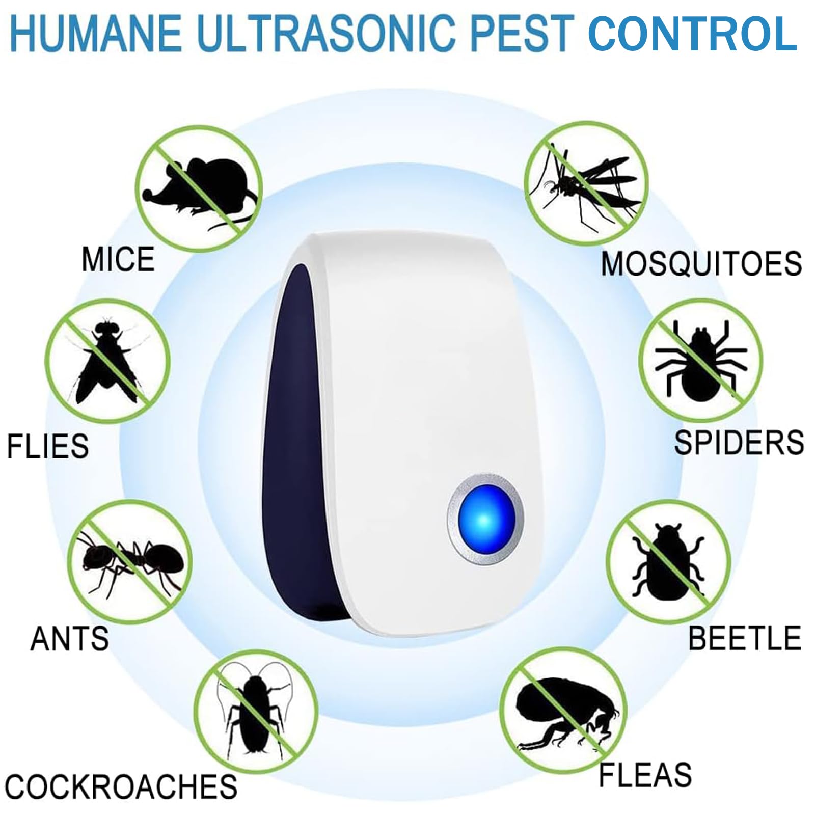 Ultrasonic Pest Control Repellent 10 Pack Sonic Mosquito Repeller Pest Control Indoor Electronic Plug in for Bugs Roaches Insects Mice Mouse Spiders Indoors Ultrasonic Repeller