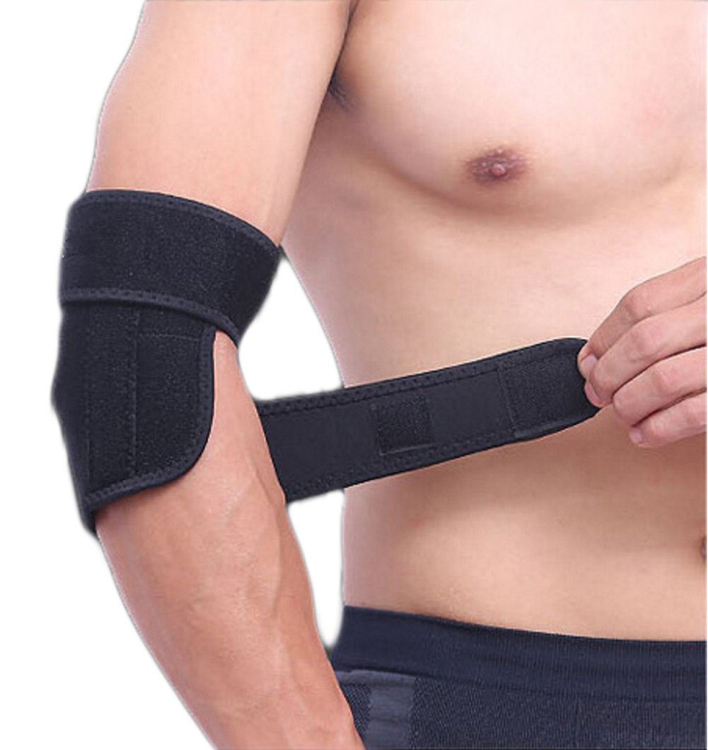 MioCloth Elbow Support Adjustable Brace, Reversible Compression Stabilizer Neoprene Sleeve C Arthritic Pain Relief, Sports Injury Rehabilitation, Protection against Re-injury, Black