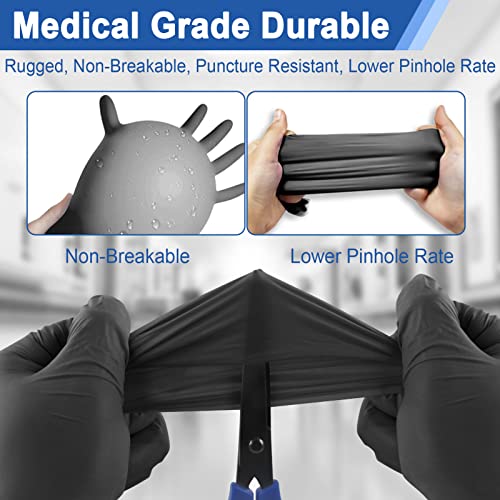 Vaingarb Black Nitrile Gloves Disposable Latex Free,Powder-Free,Medical Exam Gloves 100 Count Medium 5 Mil for Industry Working,House Cleaning,Food Prep