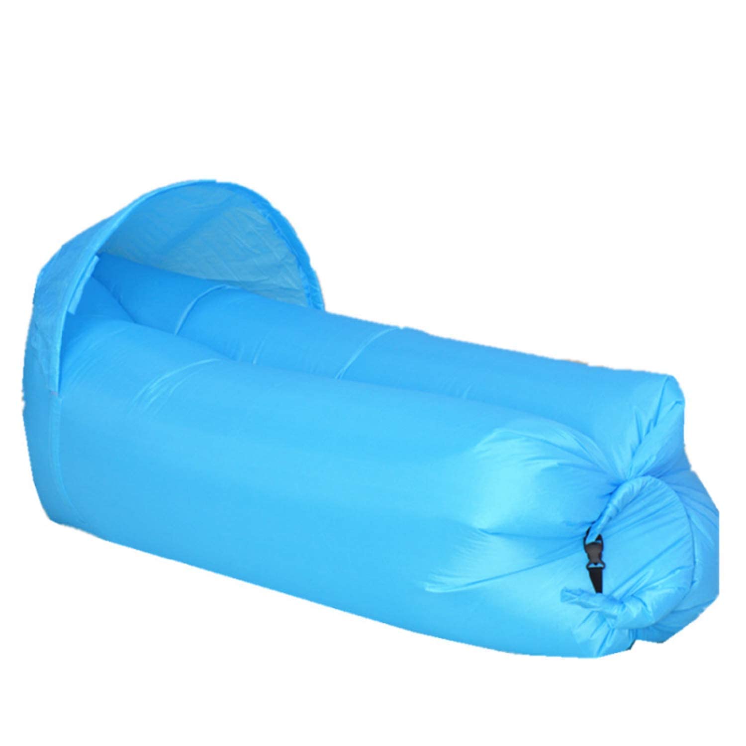 MoonShuttle Easy Portable Inflatable Lounger with Sunshade Cap Outdoor Travel Fast Air Inflatable Ship-Shaped Sleeping Bed Lounger for Camping Beach Lay (Sky)