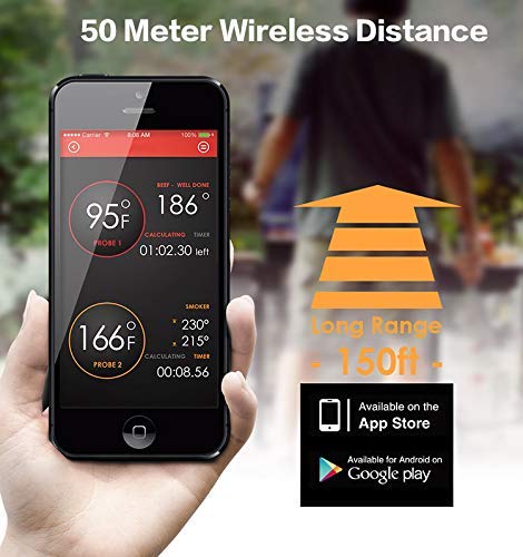 TempoChef Bluetooth Smart Meat Thermometer for Grill Oven and Smoker, Cooking Food and Control Temperature Smart, Dual Stainless Steel Probes