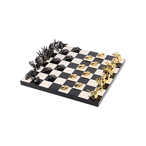 Upgraded Magnetic Chess Set, Chess Board Game Set, Including Adult Handmade Chess Pieces and Storage Slots (Color : Black)