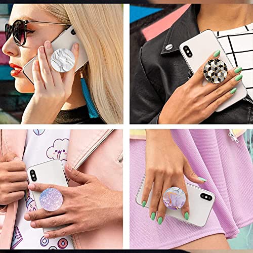 ZSDLHY Phone Stand Compatible with popsocket Phone/Tablets Grips for iPhone Android(3 Pack) - Silver Blue Pink Striped Marble
