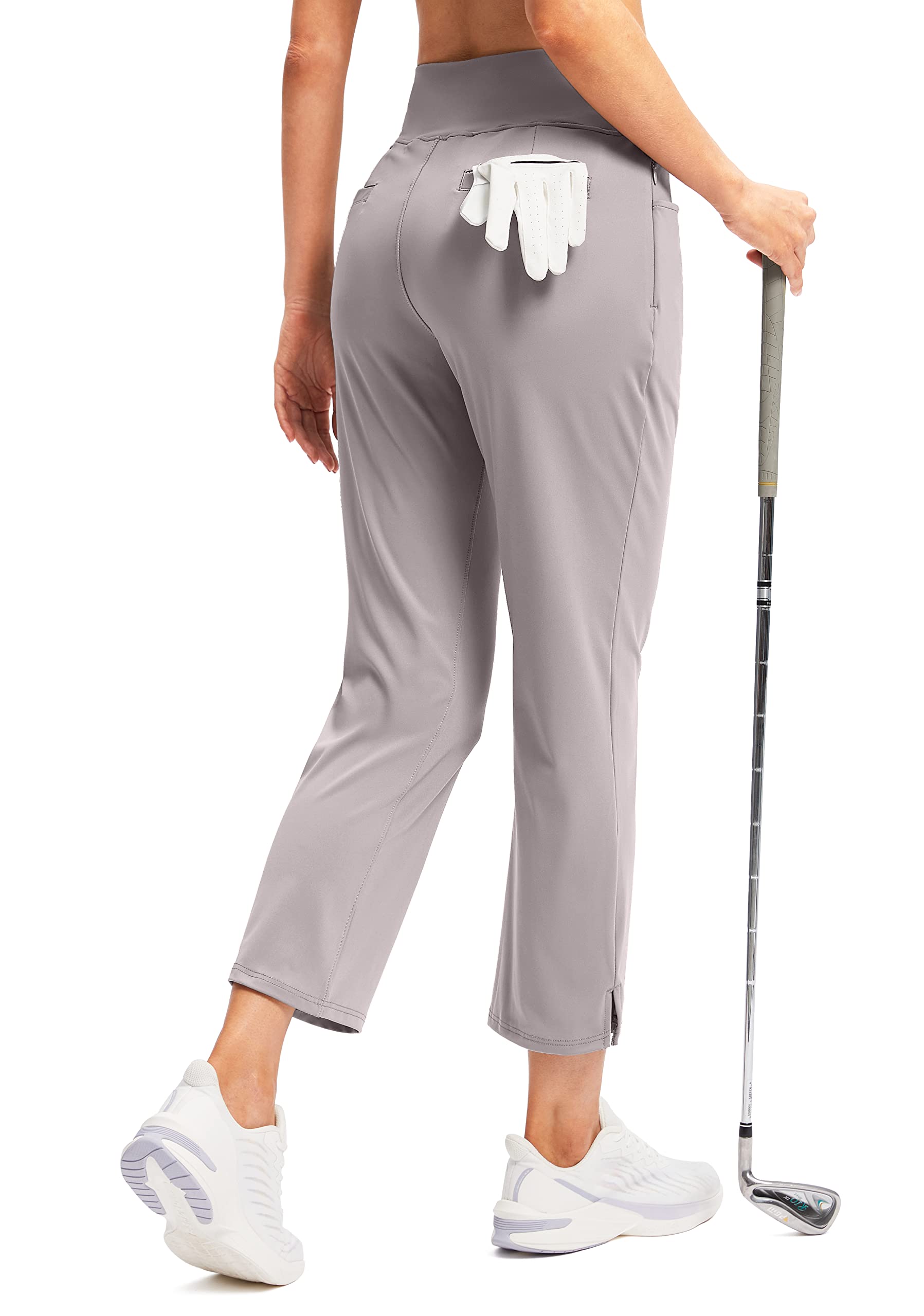 Soothfeel Women's Golf Pants with 5 Pockets High Waisted Stretch Sweatpants Travel Athletic Work Ankle Pants for Women (Dusty Grey, L)