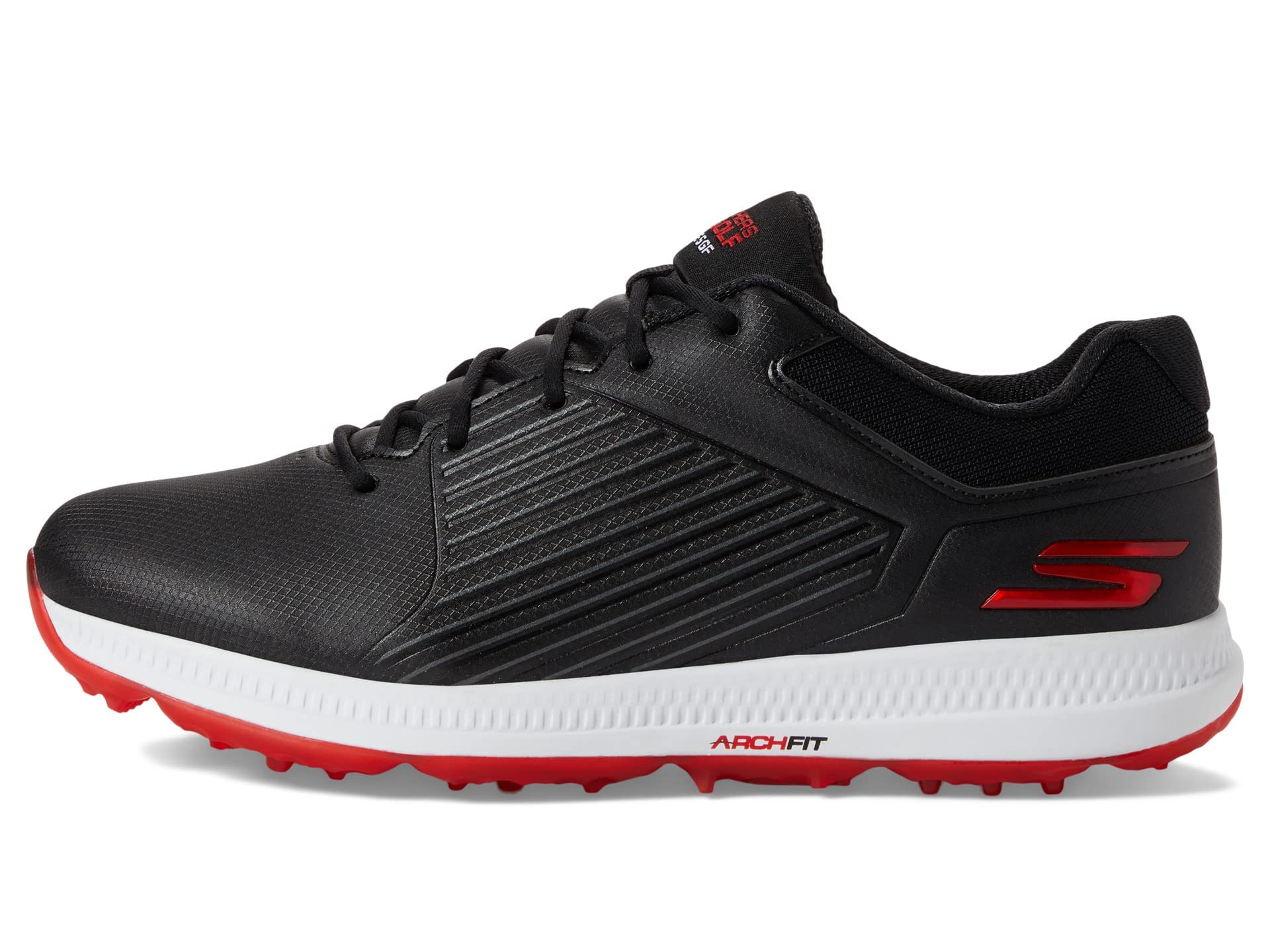 Skechers Men's Elite 5 Arch Fit Waterproof Golf Shoe Sneaker, Black/Red, 10.5 Wide
